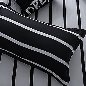 Chesterch Prevoster Microfiber Duvet Cover Set Black White Bedding Zebra Pattern,3 Piece,Stripe Comforter Cover and 2 Pillowcases,Full Queen Size