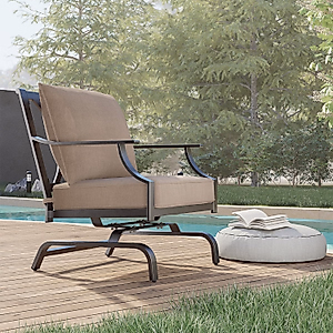 Grand patio Outdoor Patio Seating Chair, Motion Chair, Stationary Rocker, Padded Cushion Chair, Set of 2-Beige