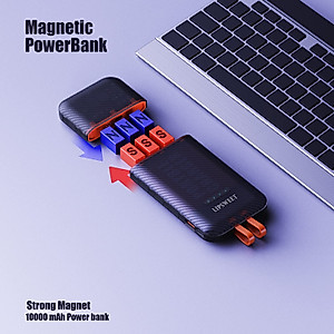 LIPSWEET Separate Portable Charger,20w USB C Fast Charging Power Bank, 5 Output 2 Input External Battery Pack for Travel with Built-in Cable AC Wall Plug Compatible with iPhone Android Phone Tablet