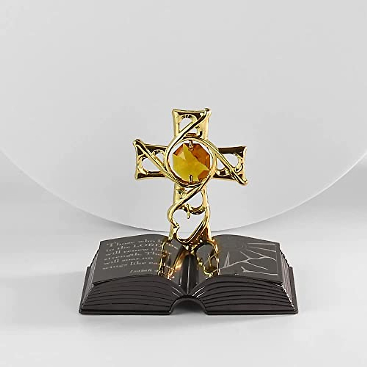 CRYSTOCRAFT Mini Bible Series Gift with Austrian Crystal Studded Art Home Decor for Your Loved One, Friends (Gold) (Mini Cross Bible Story B)