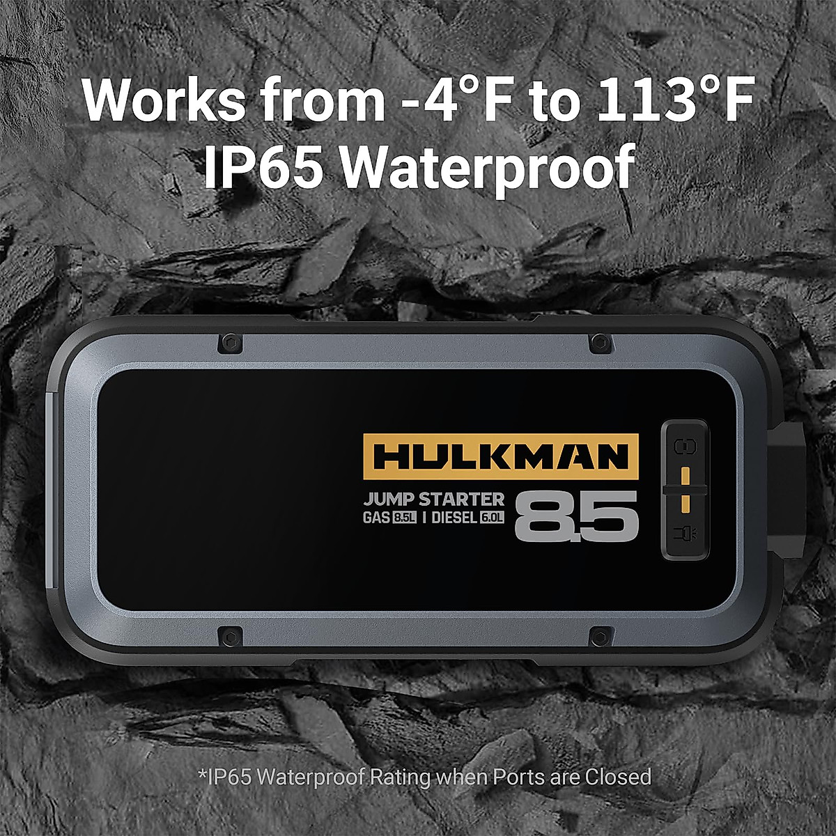 Hulkman Alpha85,Space Gray,2000A 74Wh Smart Jump Starter,12V Portable Car Battery Booster with 3.3" Display,USB-C Power Pack,5-Mode Flashlight,Jumper Cables for up to 8.5L Gas/6.0L Diesel