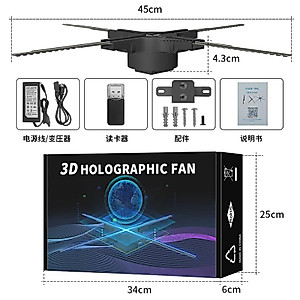 3D Hologram Fan WiFi Projector Hologram Fan 20.5“ Display App/Pc WiFi Real-Time Projection, Tabletop Holographic LED Ceiling Skylight Night Light for Halloween, Shop, Bar, Party Advertising Display