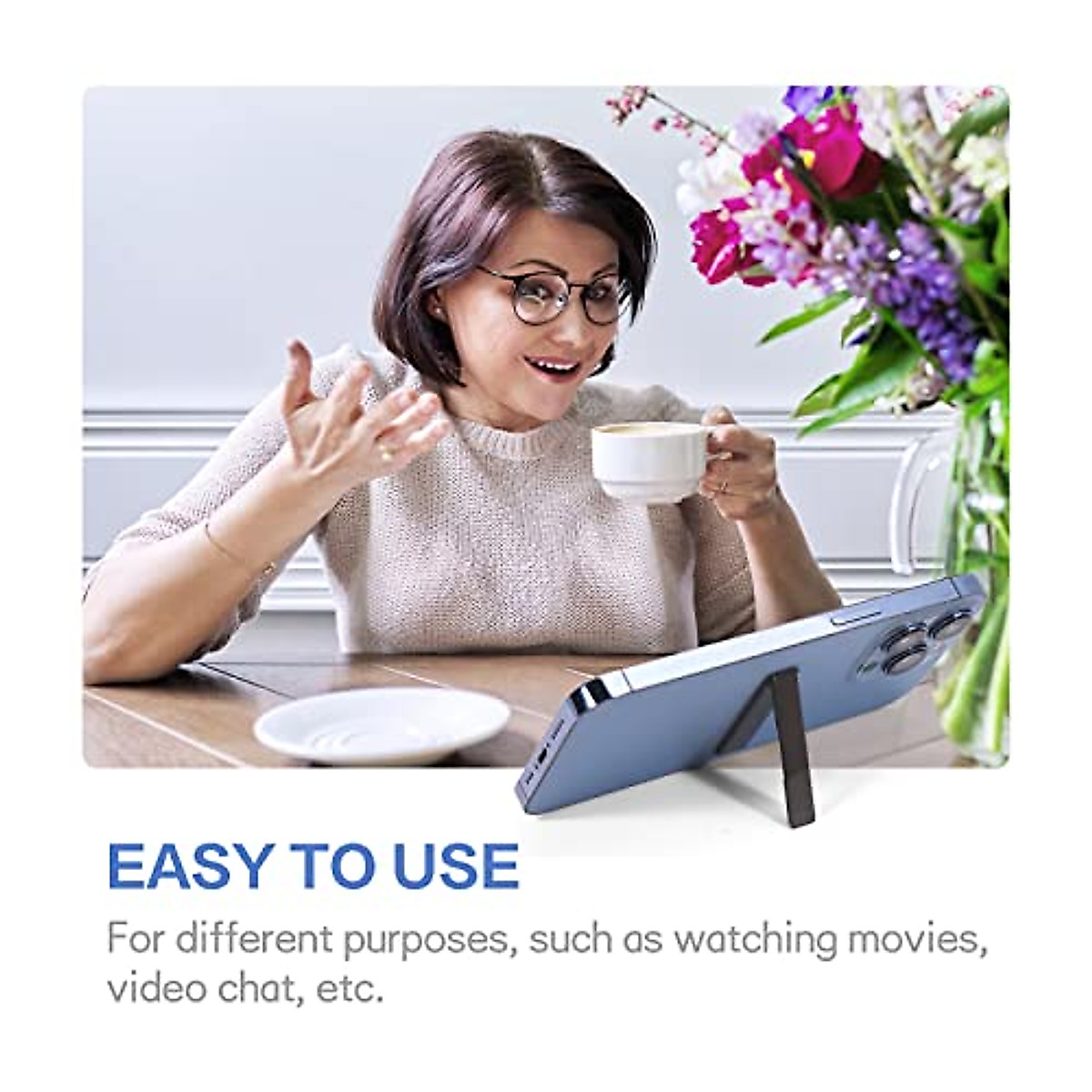 2 PCS Foldable Cell Phone Kickstand for Desk,360°Rotation Adjustable Cellphone Ring Holder Finger Kickstand Compatible with Most Smartphones Tablets(Gun Black)