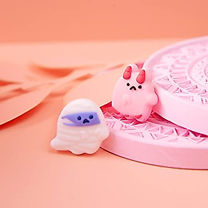 PERFECTSIGHT Cute Switch Thumb Grips, 4PCS Kawaii Ghosts Pattern Joystick Caps Compatible with Nintendo OLED/Lite Console, Amine Soft Silicone 3D Analog Stick Cap Button Cover for NS Joycon Controller