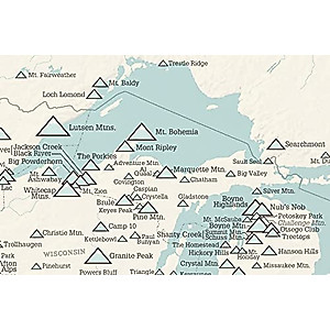 North America Ski Resorts Map 24x36 Poster (Beige & Opal Blue)