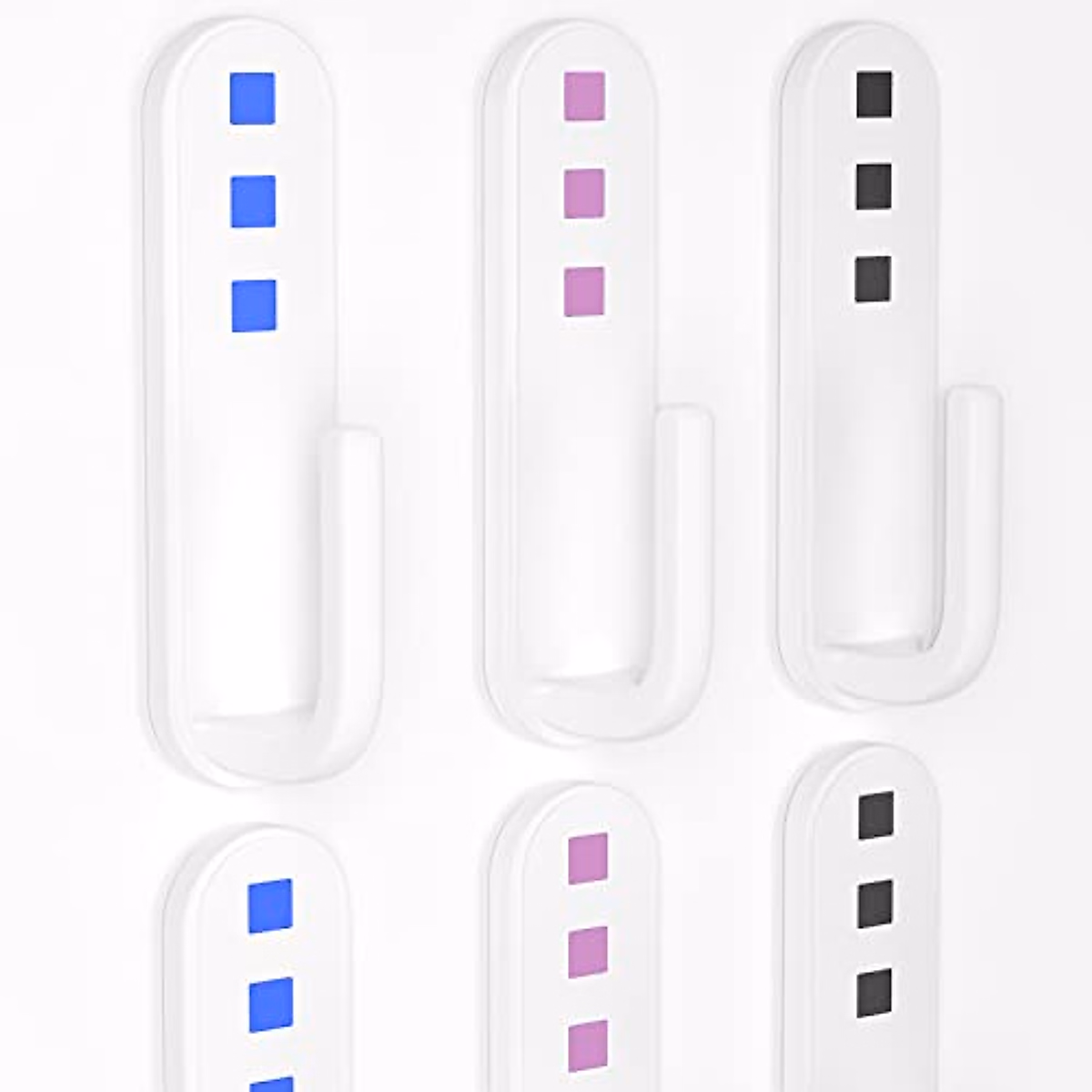 Budding Joy Wall Hooks 6 Pack, Plastic Self Adhesive Hooks for Hanging, 3M Wall Hanger Sticky Hooks, Shower Towel Hook for Bathroom Kitchen Door Home
