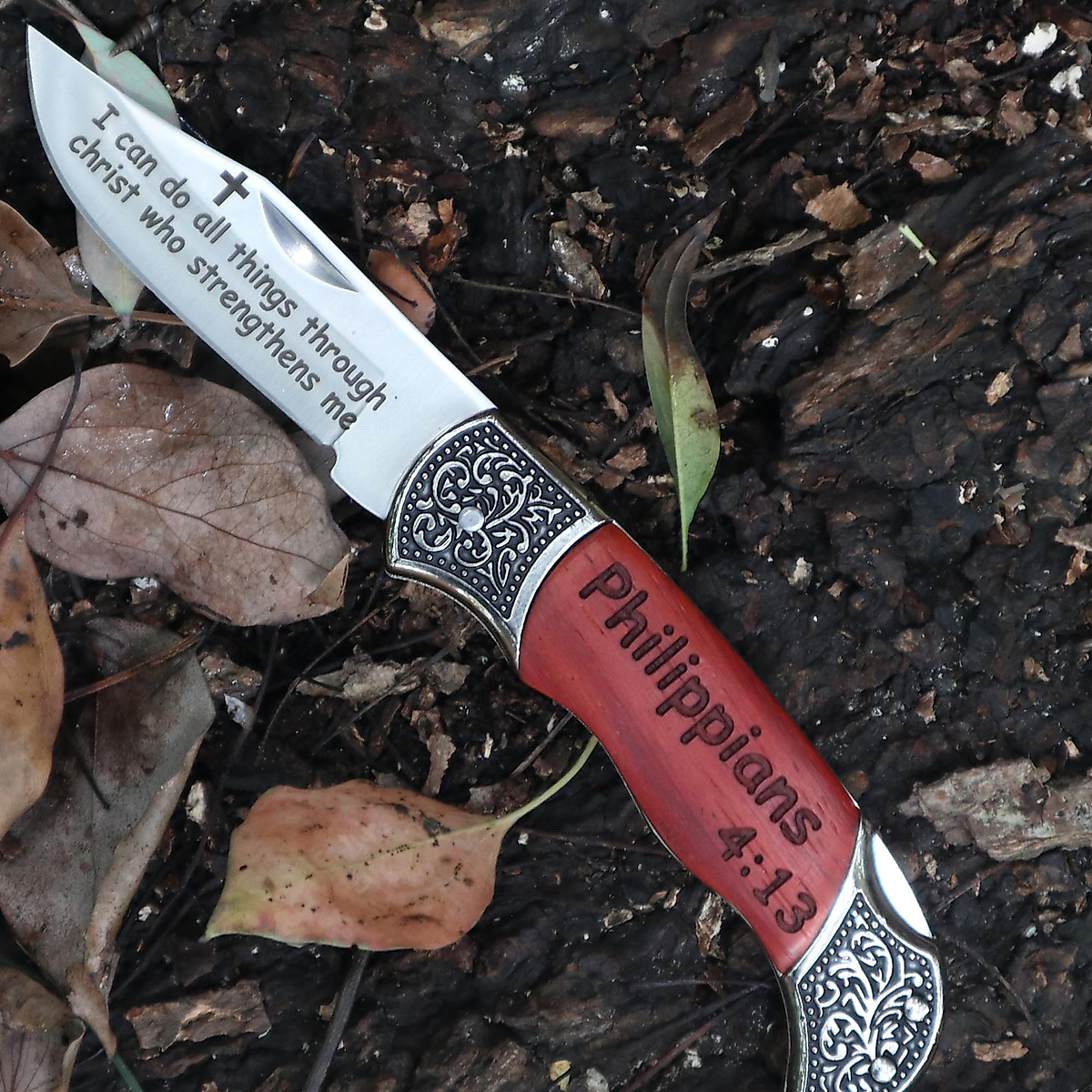 I Can Do All Things Through Christ Who Strengthens Me-Philippians 4:13 Catholic Christian Gifts Bible Verse Pocket Knive,Scripture Baptism Religious Confirmation Holy Men Gift (Philippians 4:13)