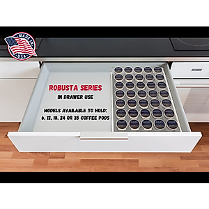 Flat countertop coffee pod holder k cup organizer tray | Coffee pod organizer for 35 coffee pods | Compatible with k-cups | Clear acrylic | Countertop or in drawer storage | Made in the USA