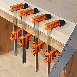 Jorgensen 6 inch Bar Clamp Set, 4 Pack Steel F Clamp Light Duty, 300 lbs Load Limited, for Woodworking, Metalworking, DIY