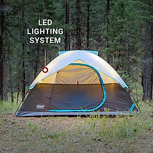 Coleman OneSource Rechargeable 4/6 Person Camping Tent with Airflow System & LED Lighting, Includes Rainfly, Tent Fan, Lights, and Interchangeable Battery Pack, Easy Setup Tent for Camping