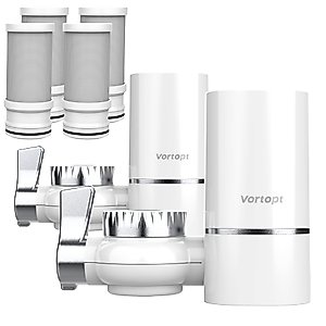Faucet Water Filter for Sink, Rapid Flow - 400 Gallons Faucet Mount Water Filtration System for Tap Water, NSF Certified Reduces Chlorine & Bad Taste with 1 Replacement, T1