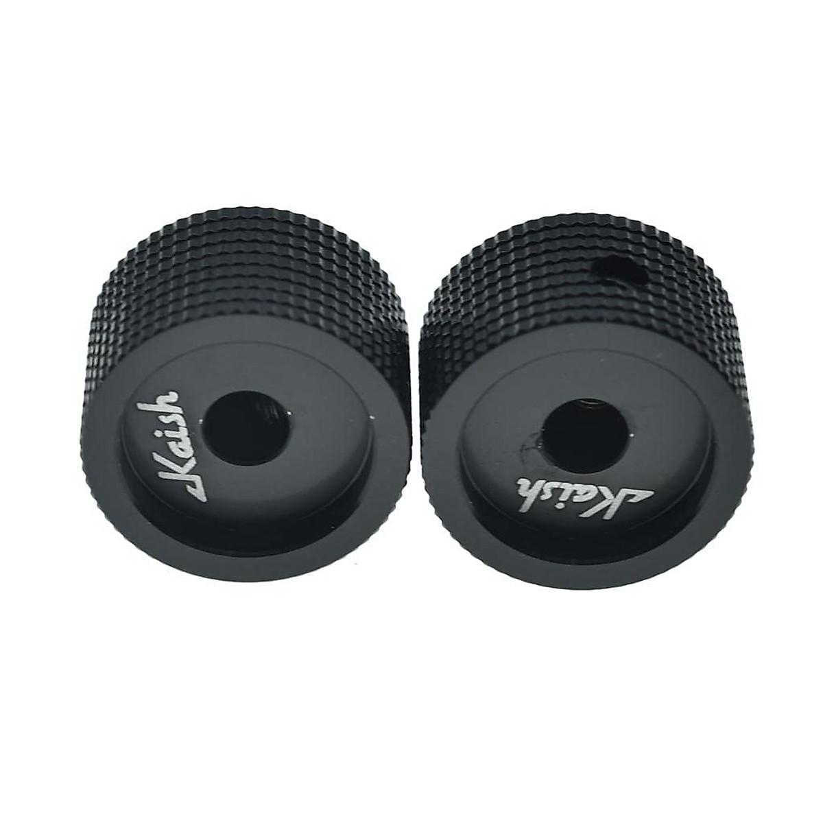 4pcs 25*15.5mm Set Screw Aluminium Potentiometer Knobs 1/4" Metal Universal Pot Control Knobs w/ Polished Edge for Guitar/Bass/Efffect Pedal/AMPS/Preamps/Audio Equipments Black with Indicator Triangle