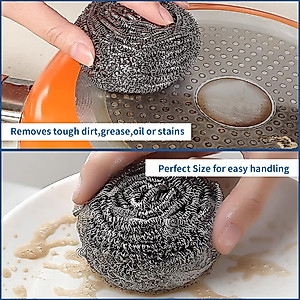 GUEICN Stainless Steel Scrubber Scrubbing Scouring Pad Magic Eraser Sponges Clean Pot Pan and Broiler Rack Steel Wool for Kitchen Bathroom (10Pcs Metal Scrubber)