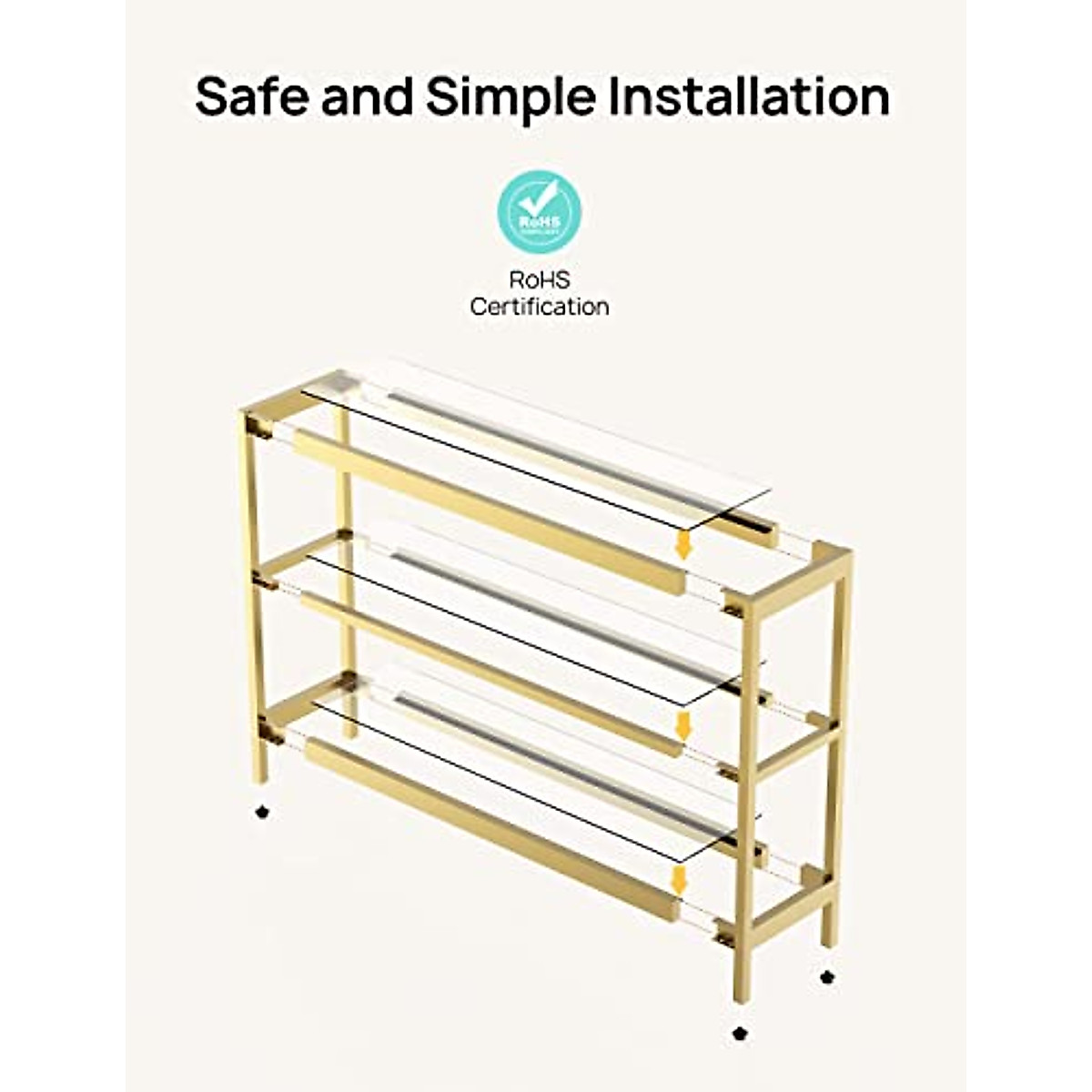 Evajoy Console Table, 35" Entryway Table with 3 Tiers, Foyer Tables, Open Glass Sofa Table for Living Room, Foyer, Entryway, Bedroom, Hallway