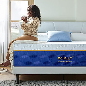 Molblly King Size Mattress, 14 Inch Cooling-Gel Memory Foam Mattress Bed in a Box, Cool King Bed Supportive & Pressure Relief with Breathable Soft Fabric Cover, Premium