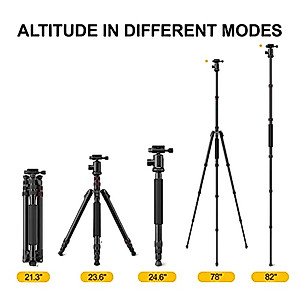 RALENO® 78'' Camera Tripod with 360° Ball Head - Versatile, Sturdy, and Compact Metal Tripod for Professional Photography (20lbs Load, Includes Bag&Disassembly Tools)