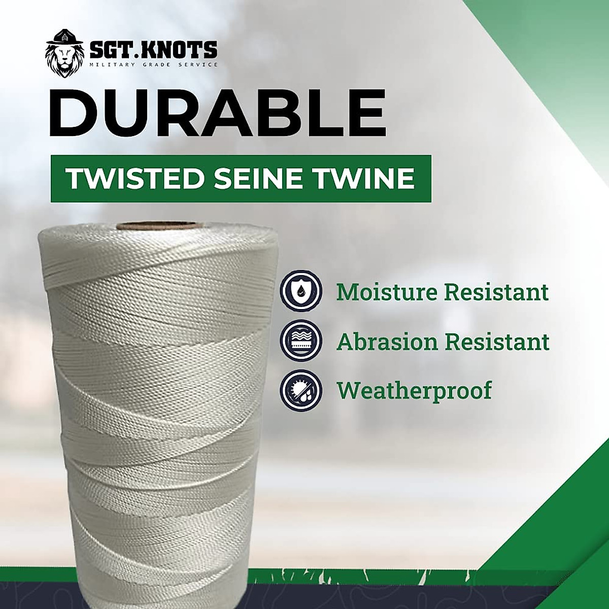 SGT KNOTS #6 Twisted Seine Twine - 100% Nylon Fiber, Utility Line for Crafting, Camping, Marine and More (3970ft)