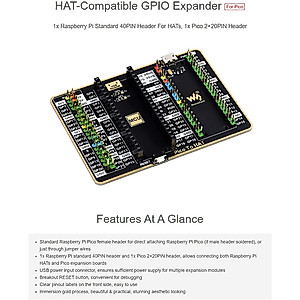 Waveshare GPIO Expander for Raspberry Pi Pico 1x Raspberry Pi Standard 40PIN 1x Pico 2×20PIN Header