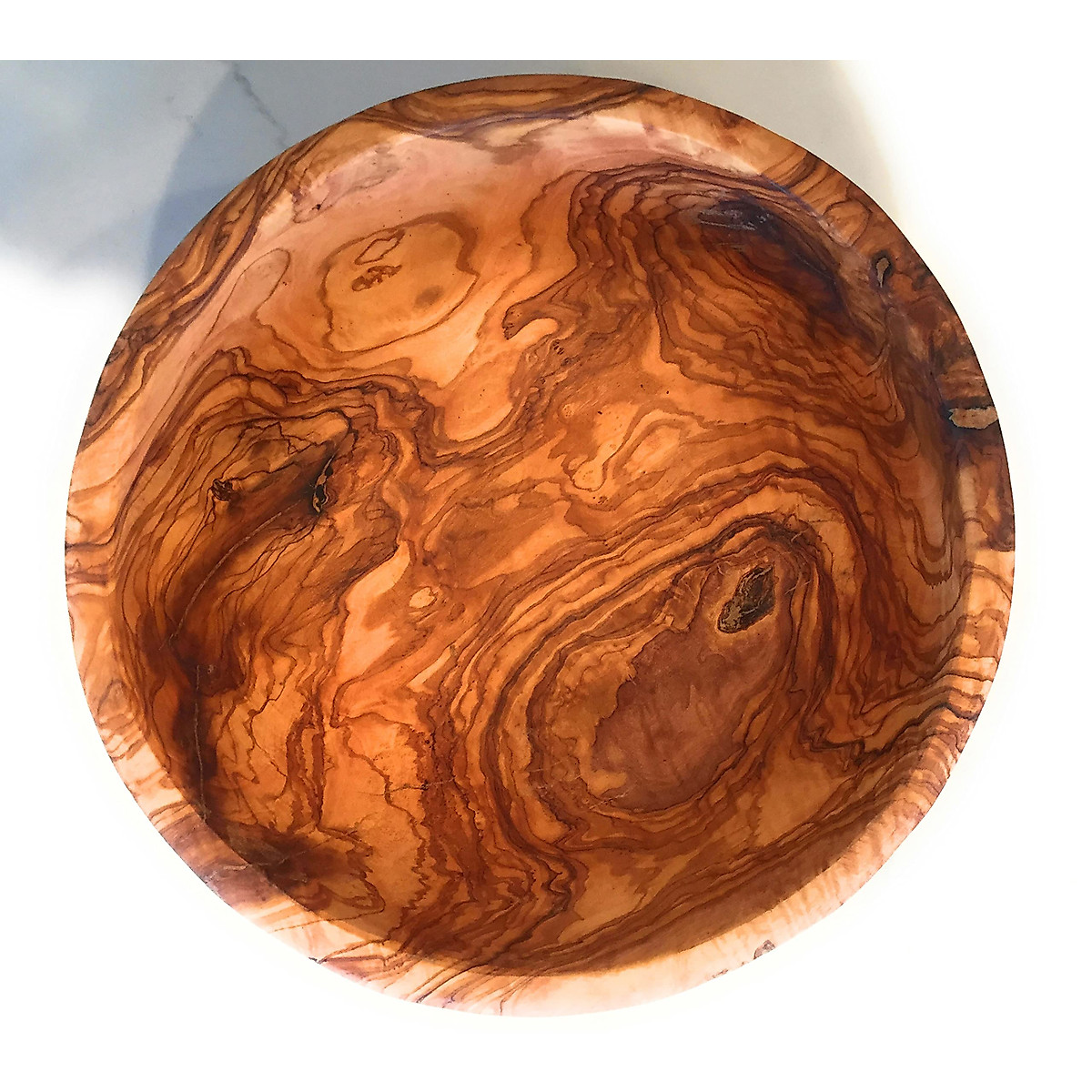 ORCHARD HARDWOODS 12" Artisan Olive Wood Serving Bowl/Centerpiece Rare Decorative Wooden Bowl for Fruit, Salad, Snacks, Chips. Popcorn. In Small 6", Med 7", Lg 8", XL 11", XXL 12". (XXL 12 inch)