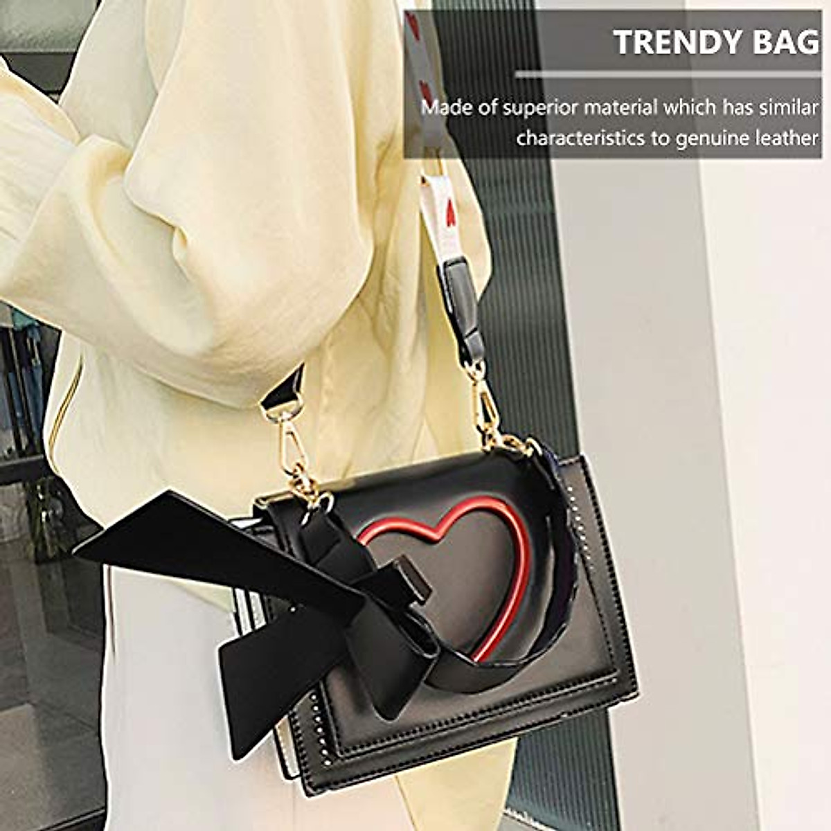 TENDYCOCO Simple Tote Bag Adjustable Bag Fashionable Trendy Universal Bag Black