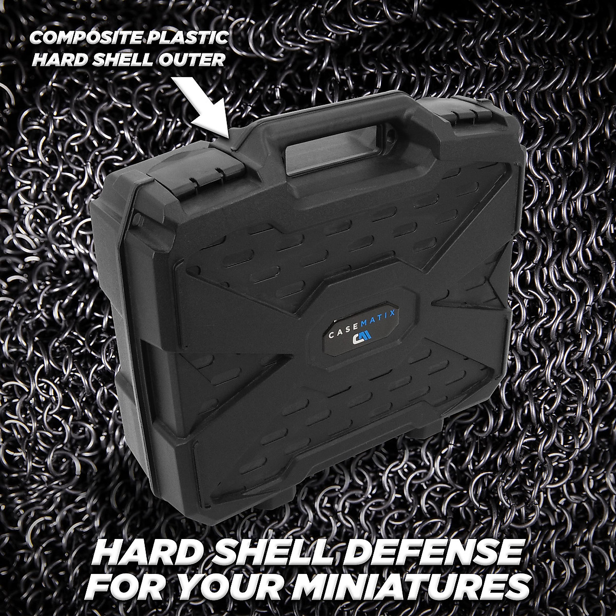 CASEMATIX Miniature Storage Hard Shell Figure Case - Dual Layer Customizable Foam Case for Standard Miniatures, Large Units and Vehicles, Compatible with Warhammer 40k, DND & More!