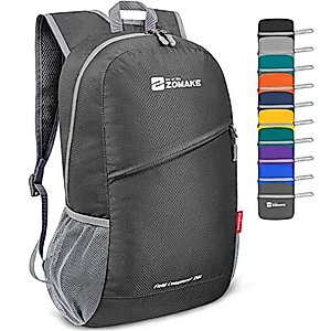 ZOMAKE 20L Packable Backpack:Lightweight Hiking Backpacks - Foldable Water Resistant Back Pack Packable Small Travel Day Pack for Camping Outdoor Hiking (Medium grey)