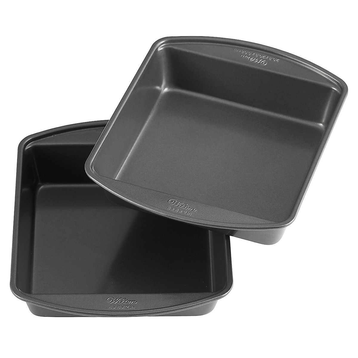 Wilton Perfect Results Premium Non-Stick 8-Inch Square Cake Pans, Set of 2, Steel Bakeware Set & Perfect Results Premium Non-Stick Bakeware Muffin Pan & Cupcake Pan, 12-Cup, Steel