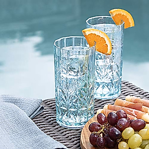 BELLAFORTE Shatterproof Tritan Tall Tumbler, Set of 4, 18oz - Myrtle Beach Drinking Glasses - Unbreakable Plastic Drinking Glasses for Gifting, Parties, New Year - BPA Free - Dishwasher Safe - Teal