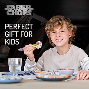 LIGHTSABER CHOPSTICKS LIGHT UP STAR WARS CHOPSTICK LED Glowing Light Saber Chop Sticks REUSABLE Sushi Sabers Cool Fun Geeky STARWARS Chop Stick Set 2 PAIRS | FREE Keychain Soft Carry Pouch | Gift Box