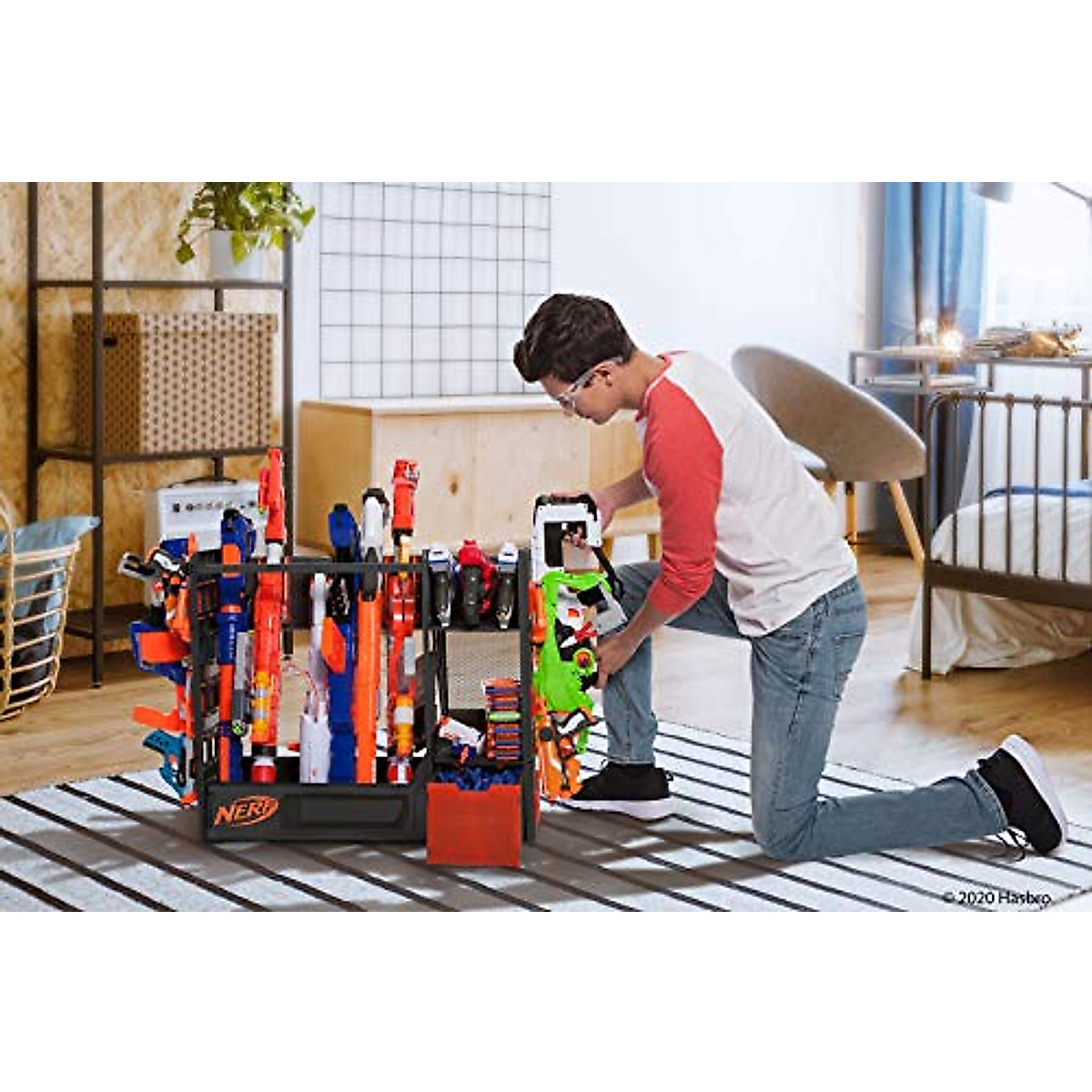 Nerf Elite Blaster Rack - Storage for up to Six Blasters, Including Shelving and Drawers Accessories, Orange and Black - Amazon Exclusive