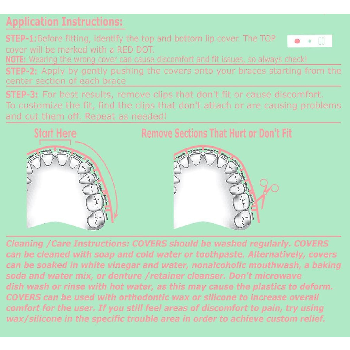 Comfort Cover for Braces, Lip Protector Mouth Guard Lip Cushion Teeth Shield Bumper for Brackets, Aligner, Dental Wax Alternative, Hard and Rigid Clip