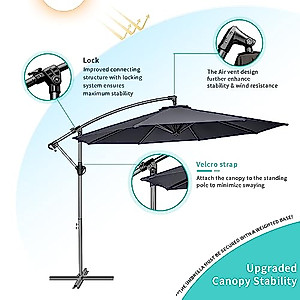 SUNNIMAX Patio Umbrella with base included, 10 FT outdoor offset umbrella for garden, w/UV Prection (GREY)