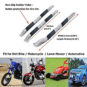 Dr.Roc 1 x 19.5 inch and 2 x 15.5 inch Mount and Demount Tire Irons with 6 x TR413 Valve Stems SetMotorcycle Dirt Bike Lawn Mower ATV UTV Tire Changing Tools with Durable Bag Curved Irons Tire Levers