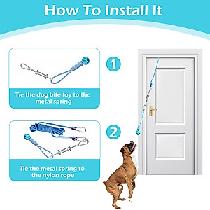 Bungee Dog Toy Set，Dog Outdoor Bungee Solo Hanging Toy，Tether Tug of War Dog Toys for Pitbull Medium/Large Aggressive Chewers to Muscle Build, Interactive Excise 16ft Spring Pole Rope with Chew Toys