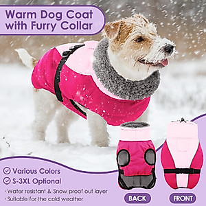 SUNFURA Warm Dog Coat Dog Jacket, Reflective Dog Winter Coats with Adjustable Buckle, Turtleneck Padded Dog Fleece Vest Windproof Waterproof Dog Snow Jacket for Small Medium Large Dogs, Pink XL