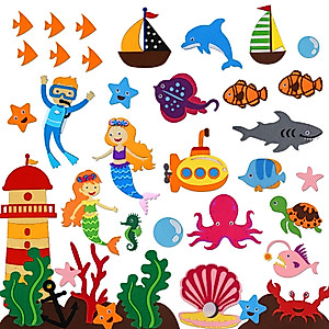 Craftstory Ocean Animals Toys Felt/Flannel Boards Stories Figures Sets for Preschool 40 Pieces Toddlers Under The Sea Kids Interactive Storytelling Teaching Play Kits
