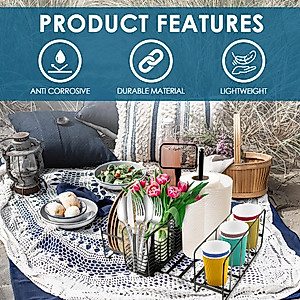 Gemini Home Collection Picnic Caddy, Outdoor Picnic Condiment Organizer, and Flatware Utensil Caddy, Silverware Condiment Organizer Suitable for Dining, Entertaining, Picnics, Kitchen