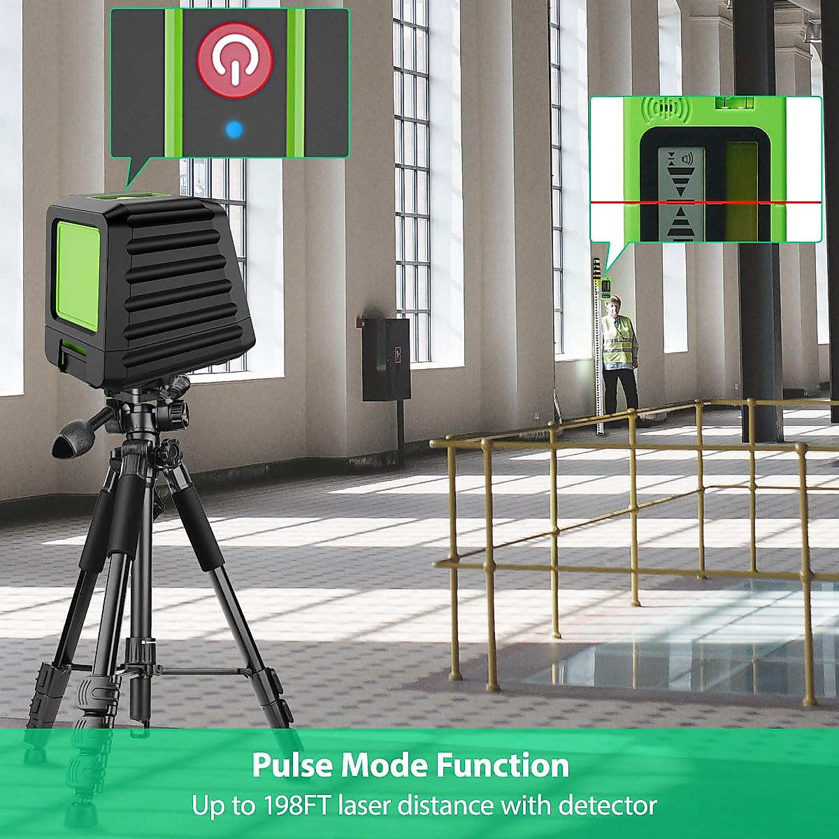 Laser Level, Huepar Box-1R 150 feet Red Cross Line Laser leveler, Self Leveling 150° Vertical Selectable Laser Lines with Pulse Mode, 360°Magnetic Base and Battery Included