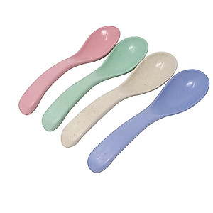 Honbay 4PCS 15cm/5.9Inch Boreal Europe Style Eco-Friendly Wheat Straw Colourful Soup Spoons Chinese WonTon Soup Spoon
