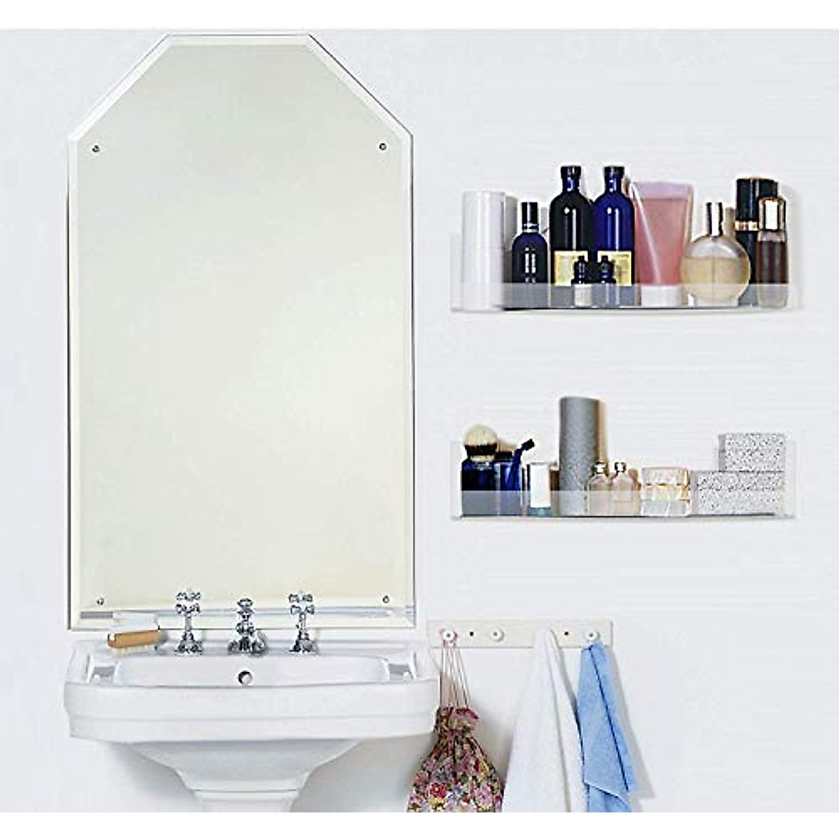 HBlife 15 Inches Invisible Wall Floating Bookshelf for Kids and Nursery, Clear Acrylic Shelves for Figures, 4 Pack (5MM Thick)