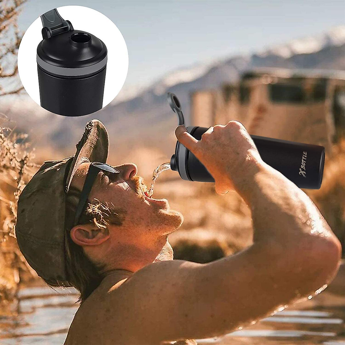 XBOTTLE 32oz Insulated Tumbler - Vacuum Insulated Stainless Steel Water Bottle Iced Coffee Travel Mug Cup with Flip Lid, Thermal Water Bottle Insulated Double Wall Spill-proof Leak-proof