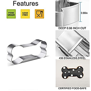 3 Piece Dog Bone Cookie Cutters, Bone Shape Cookie Cutters set Stainless Steel Biscuit Mold for Dog Cat Homemade Treats