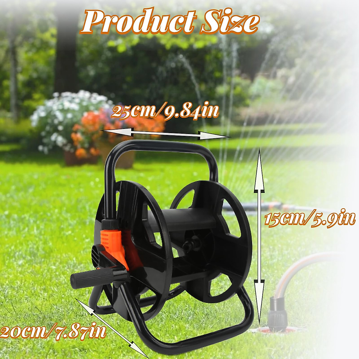 Hose Reel, Portable Garden Hose Reel Cart, Water Hose Holders for Outside, Water Pip Storage Rack ABS Single Arm Tool for Garden Car Washing Watering (25 x 20 x15 cm)