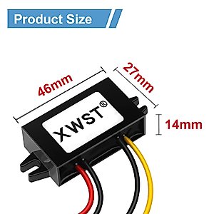 XWST DC to DC 12V to 5V 3A 15W 15watt with USB Output Power Adapter Converter 8V-22V to 5V Voltage Buck Regulator,Step-Down Module,Waterproof Power Adapt 5V Volt Transformer Module