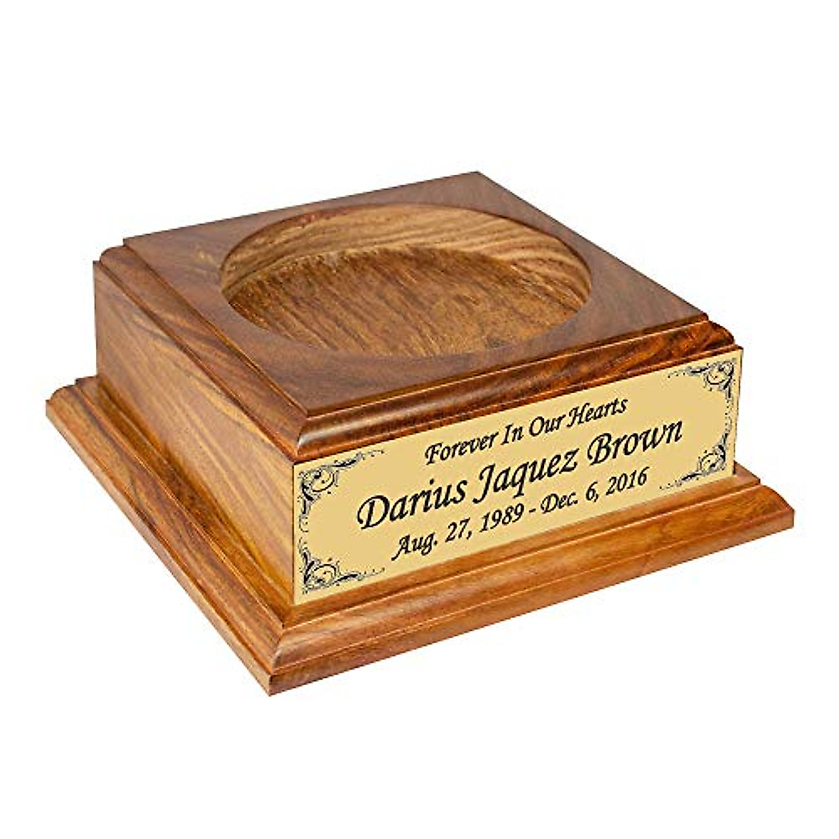 Cremation Urn Pedestal, Wooden Urn Base with Personalized Name Plate