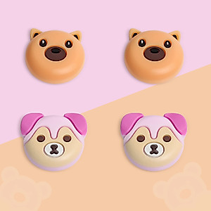 PowerLead Thumb Stick Grip Caps 4PCS for Nintendo Switch, Silicone Joystick Cover Accessories for Nintendo Switch Lite, Cute Animal Theme Gifts for Women Men Kids, Joystick Caps for Switch Controller