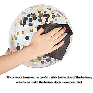 72 Pack Black Gold Confetti Balloons Kit, 12 Inch Black Gold White Balloons and Gold Confetti Balloons with Balloon Ribbons for Graduation Birthday Wedding Baby Shower Party Decorations