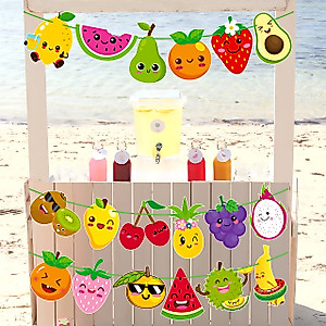 Fruit Theme Birthday Party Decorations Twotti Frutti Party Banner Cute Fruit with Smiling Face Patterns Garland for Summer Fruit Birthday Party Baby Shower Supplies