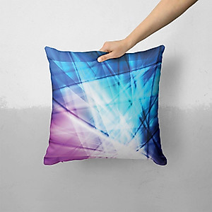 iiRov Vibrant Blue and Pink HD Shards - Custom Decorative Home Decor Indoor or Outdoor Throw Pillow Cover Plus Cushion Set for Sofa, Bed or Couch (Pillow CASE Cover Plus Cushion)