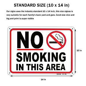No Smoking Signs for Business No Vaping Sign 10"x14" Rust Free Aluminum UV Printed,4 pre-drilled Holes.Durable/Weatherproof (4-Pack)